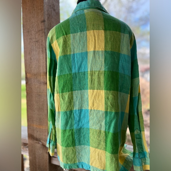 Pendleton | Tops | Vintage Pendleton Green Plaid 0 Linen Button Front ...
